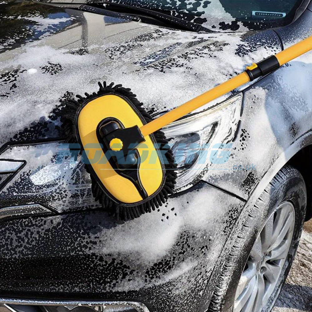 Car Cleaning Curved Telescopic Wash Brush with Microfibre Head | 1.1m ...