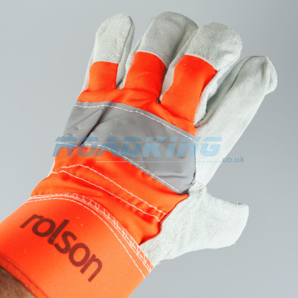 Reflective Work Gloves | Orange & Grey | ROADKING.co.uk