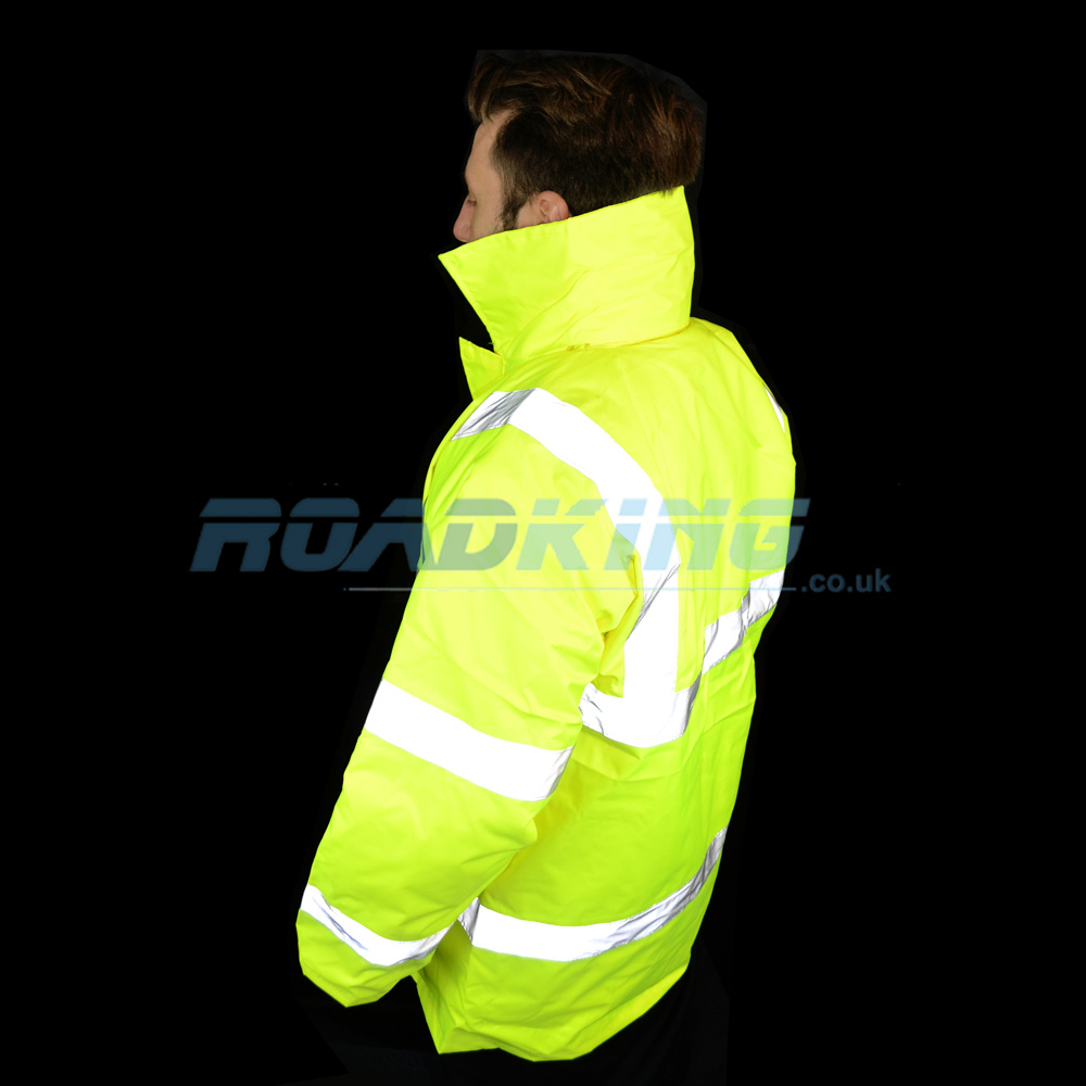 Hi-Vis Long Parka Jacket | Yellow | ROADKING.co.uk