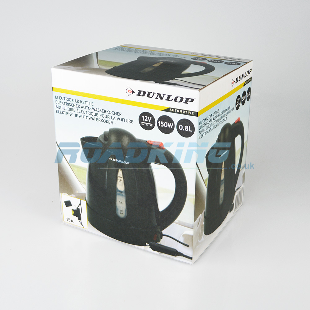Dunlop Car Kettle with Plug | 0.8 Ltr | 12v | ROADKING.co.uk